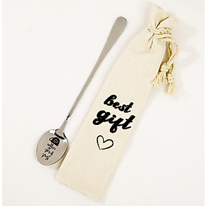 family Kitchen Stainless Steel Engraved Espresso Spoon - But First Coffee Funny Gift for Friends or Girlfriend Coffee Lover