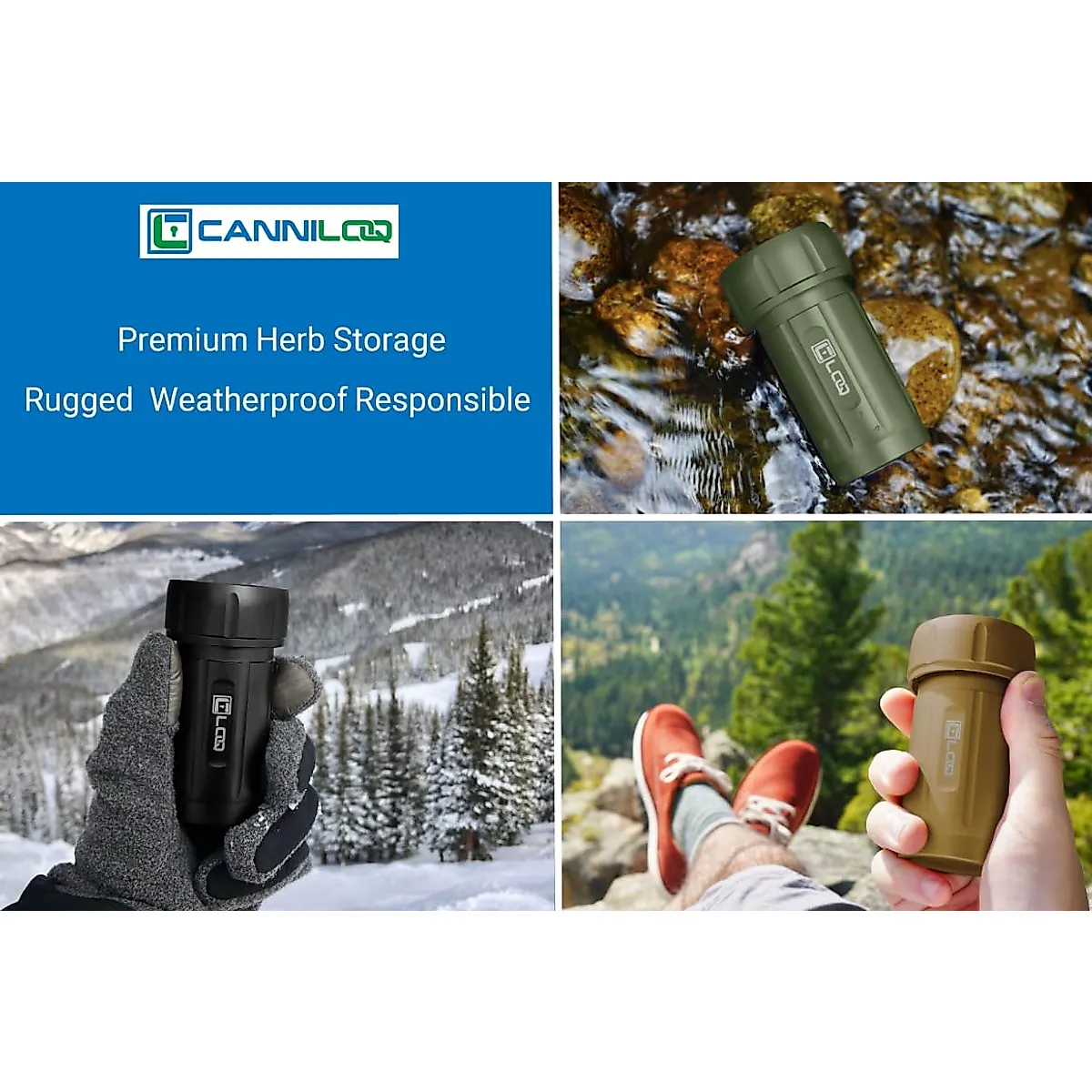 Canniloq TXD120 Premium Rugged Storage Jar and Airtight Container Keeps Herbs Fresh, High Strength Zytel, 120ml, Tan Body, Tan Cap