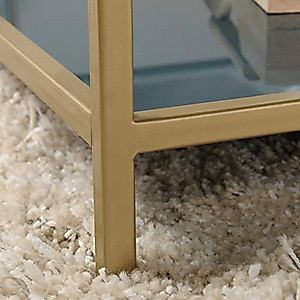 Sauder Coral Cape Coffee Table, L: 29.53" x W: 29.53" x H: 18.9", Satin Gold Finish