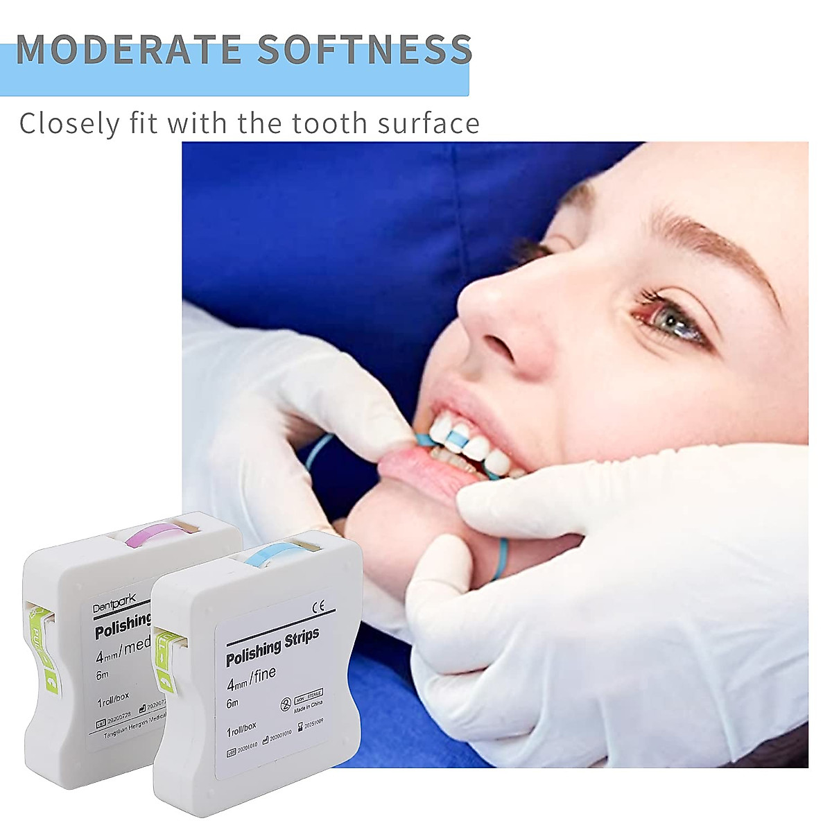 faruijie Dental Polishing Strip - Dental File for Teeth Sanding Grinding Deep Teeth Cleaning Tool Teeth Abrasive Finishing Strip Dental Care 4mm x 6M 1Roll