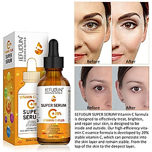 20% Vitamin C Serum for Face with Hyaluronic Acid 1 Fl Oz, Anti Aging Facial Serum for Women & Men, Antioxidant, Boost Skin Collagen, Fades Dark Spot, Hydrate & Plump Skin, Anti Aging & Wrinkle