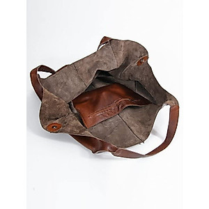 Women Oversize Weekender Handbags - PU Leather Tote Bag - Retro Style Tote Bag - One-Shoulder Handbag Shopping Bag - With Pocket (Yellow)