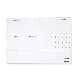 russell+hazel Weekly Notepad, White with Gilded Edges, 80 Sheets, 10” x 7” (27616)