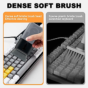 6 in 1 Keyboard Cleaner Kit Earphone Cleaner Kit with Brush Spong Pen Nibs for Electronic Cleaning Cellphone Hole Earbuds Monitor (Black)