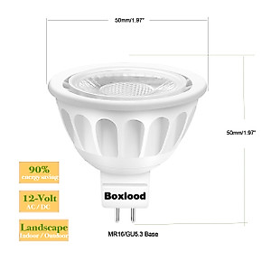 10Pack MR16 LED Light Bulbs, AC/DC12 Volt LED Spotlight Bulb, Gu5.3 Bi-Pin Base, 5 Watt(50 Watt Equivalent), Non Dimmable, 3000 Kelvin Warm White, 40 Degree Narrow Beam Angle by Boxlood