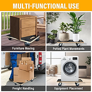 Furniture Dolly 4 Wheels Capacity Moving Dolly Heavy Duty 2 Pack Wooden Platform Dolly 551 Lbs Capacity Rectangle Multifunctional Mover Carrier for Cardboard Boxes Flower pots Sofas Furniture Pianos