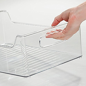 iDesign Plastic Pantry and Kitchen Storage, Freezer and Fridge Organizer Bin with Easy Grip Handles – 10” x 5” x 14”, Clear