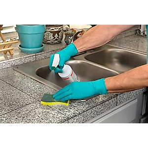 Ansell TouchNTuff 92-600 Nitrile Lightweight Glove with Beaded Cuff, Chemical/Splash Resistance, Powder Free, 4.7mil Thickness, 240mm Length, Size 9, Green (Box of 100)