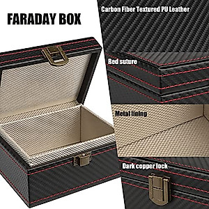 Faraday Box, [Carbon Fiber Texture] Diyife RFID Box for Car Keys, Key Fob Protector, Signal Blocker for Keyless Fob, Large Car Key Signal Blocker Cage, Signal Blocking Box for Car Keys Phones (Medium)