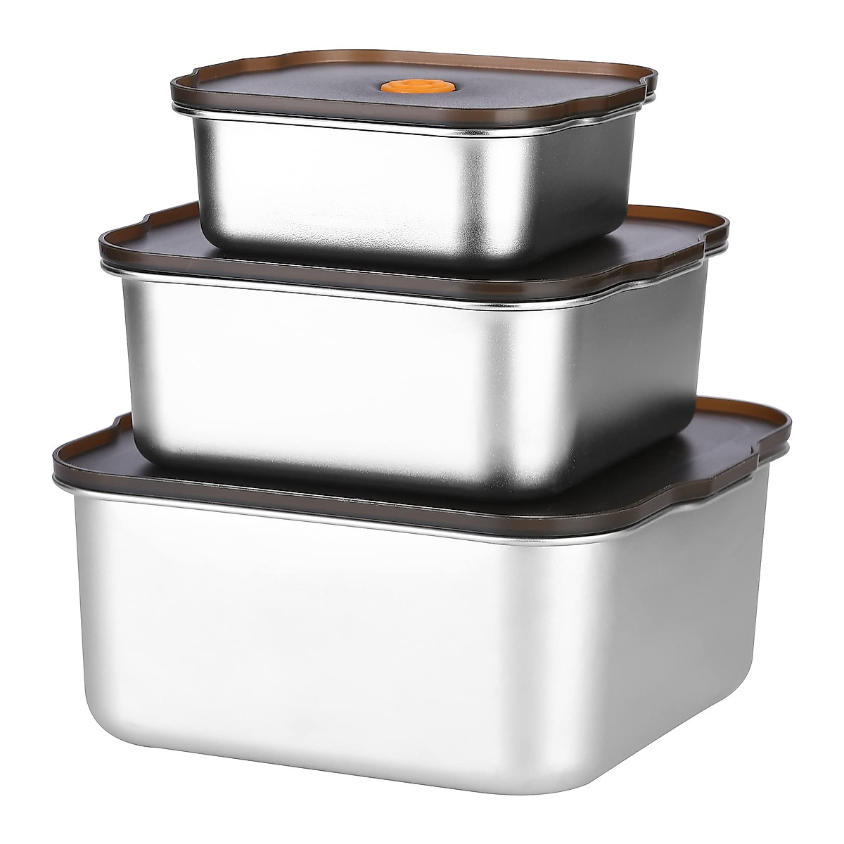 BEFOY Stainless Steel 101oz Big Food Storage Containers with Translucent Lid Food Lunch Box Containers Leak-proof Light Easy Set with Air Vent Snack Boxes (700/1700/3000)