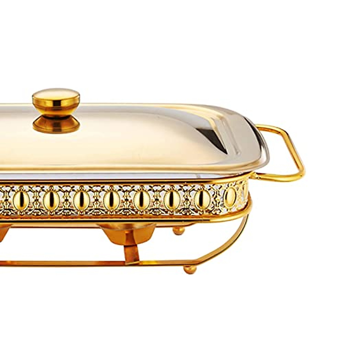 NOGRAX Chafing Dish Buffet Set, Stainless Steel Buffet Servers and Warmers for Party Catering, Complete Chafer Set with Water Pan, Aureate Tray (Color : Aureate)