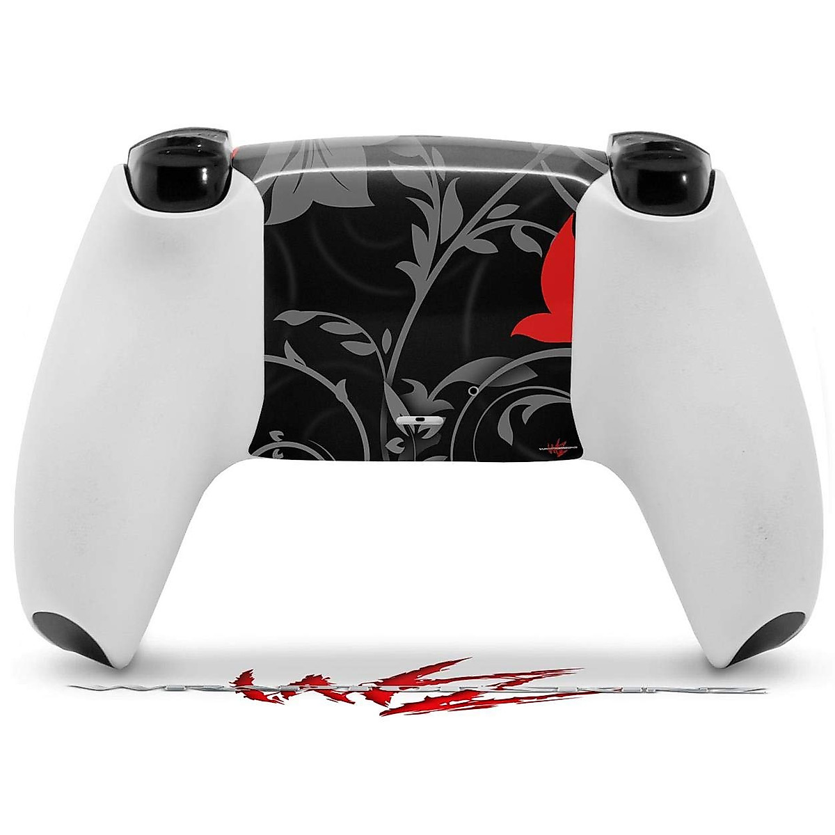 WraptorSkinz Skin Wrap compatible with Sony PS5 DualSense Controller Twisted Garden Gray and Red (CONTROLLER NOT INCLUDED)