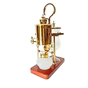 Nispira Belgium Royal Family Balance Syphon Unique Gravity Vintage Coffee Maker Vacuum Brewing System Gold 500 ml