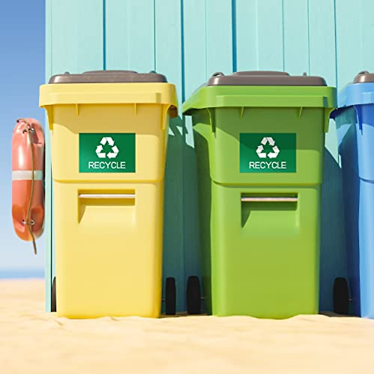 Pack of 2 Recycle Sticker for Trash Can (10x7 inch) Green - Recycling Stickers for Trash can - Self-Adhesive Recycling Sticker - UV Resistant, Waterproof, Anti Scratch for Outdoor and Indoor