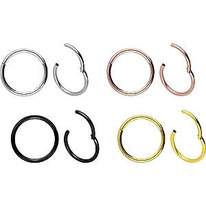 PIERCINGLINE Segment Ring Clicker made of surgical steel - Hoop Piercing in gold, silver, rose gold or black - nose ring, septum ring, ear helix piercing jewelry or tragus cartilage hoop