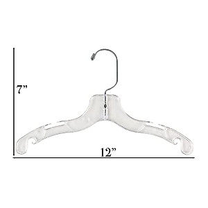 Mainetti 5075 Clear Plastic Hangers With 360 Swivel Metal Hook And Notches For Straps, Great For Children's Shirts/Tops/Dresses, 12-Inch (Value Pack Of 100)
