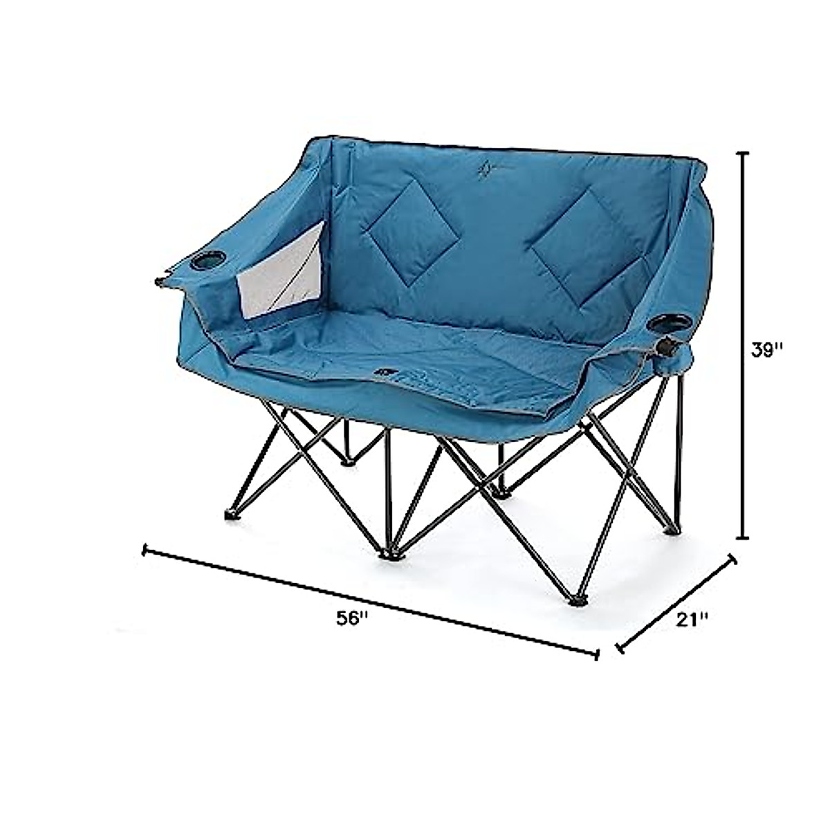 ARROWHEAD OUTDOOR Portable Folding Double Duo Camping Chair Loveseat w/ 2 Cup & Wine Glass Holder, Heavy-Duty Carrying Bag, Padded Seats & Armrests, Supports up to 500lbs, USA-Based Support