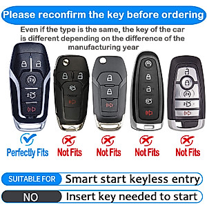 Tukellen for Ford Key Fob Cover Premium Soft Full Protection Key Case Shell Compatible with 2013-2016 Ford Fusion 2015-2017 Ford Mustang F-150 Explorer(Red)