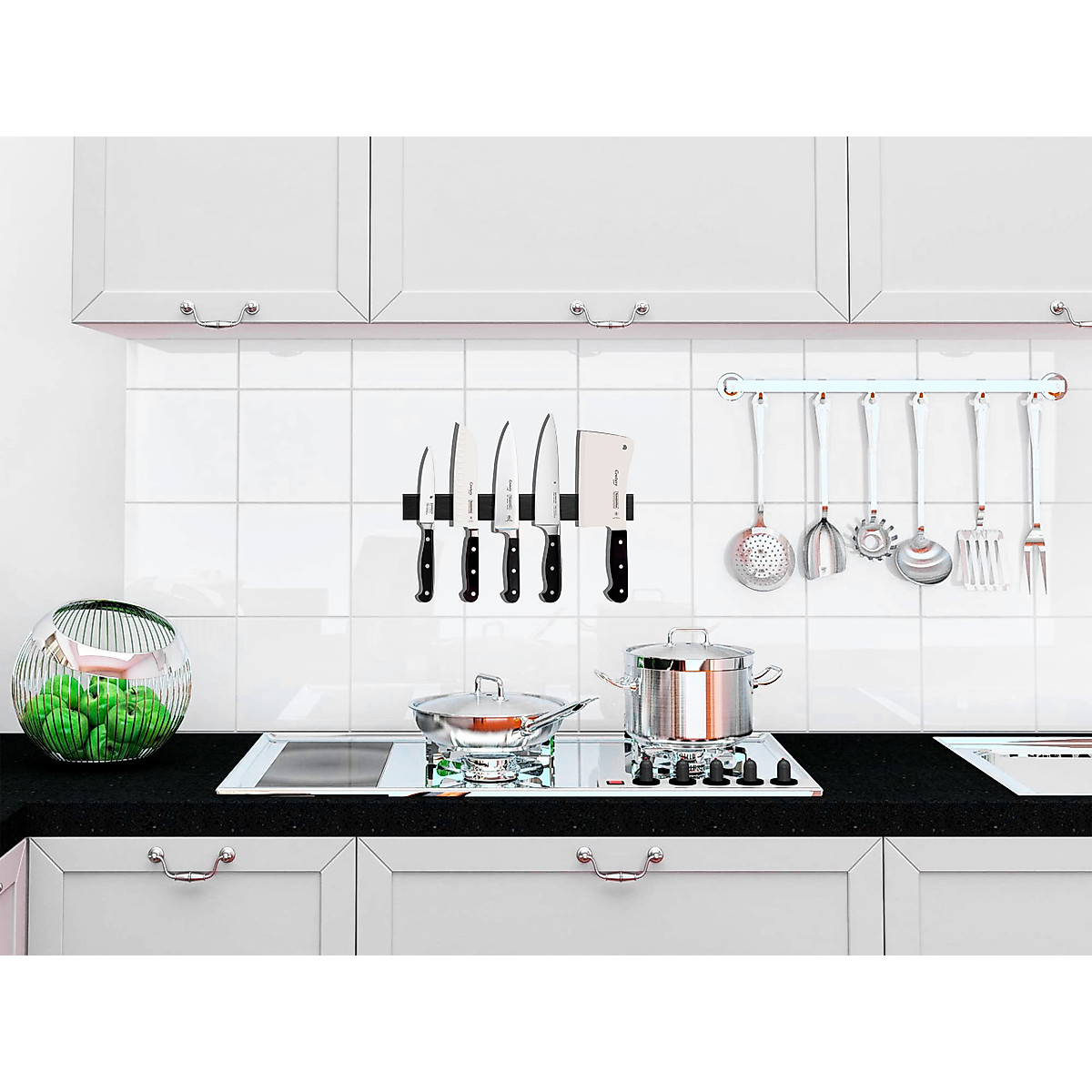 10 Inch Black Wood Magnetic Knife Strip Use as Magnetic Knife Holder - Magnetic Knife Rack - Magnetic Knife Bar - Wall Kitchen Magnetic Utensil Holder