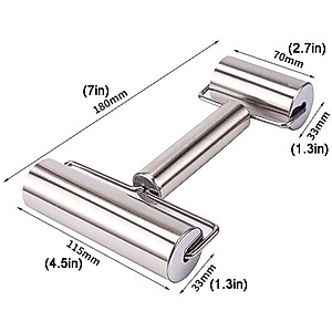 Goeielewe Rolling Pin Double Roller, Stainless Steel Pastry and Pizza Double Dough Baker Roller Metal Kitchen Utensils Ideal for Baking Dough, Pizza, Pie, Pastries, Pasta and Cookies