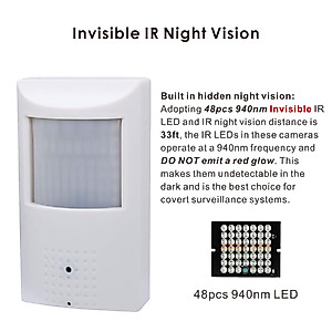 Inwerang 5MP POE IP Security Hidden Spy Camera, 3.7mm Wide Angle Pinhole Lens, Indoor PIR Housing Spy Camera,940nm Invisible IR LEDs, 10m Night Vision(Plug&Play with Multiple Third-Party PoE NVR)