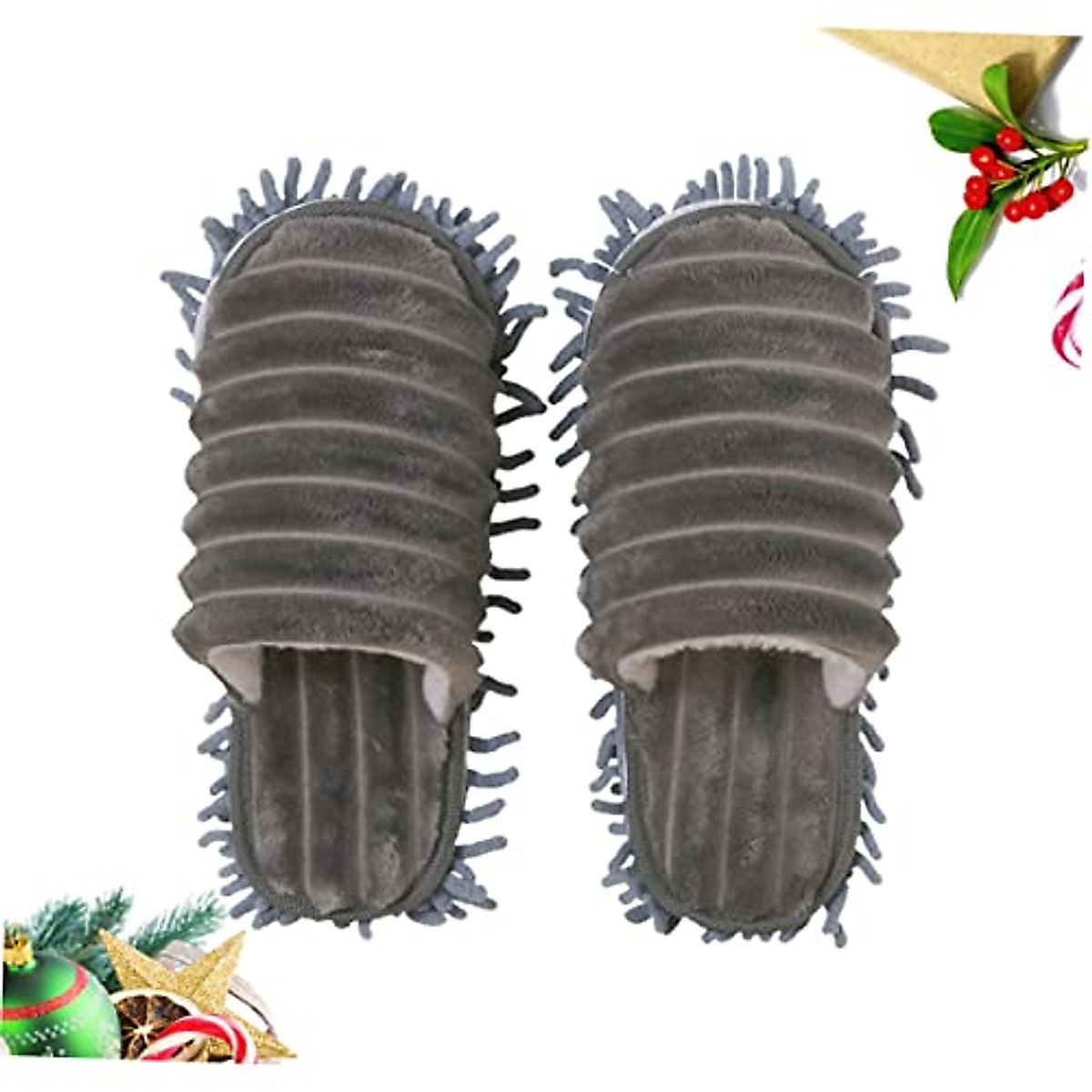 IWOWHERO 1 Pair Indoor Slippers Household Vacuum Cleaners Women'sandals Foot Mop Slippers Reusable Slipper Bathroom Mop Slippers Floor Leisure Shoes Small Mop Grey Miss Stripe Frey Mop