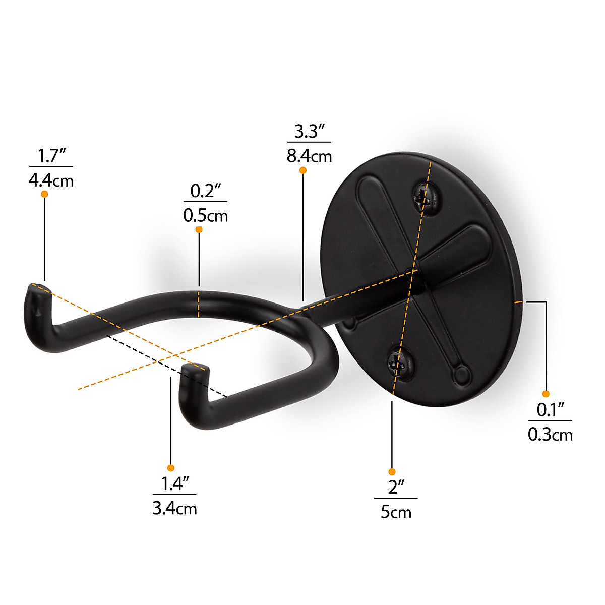 Wallniture Sporta Baseball Holder, Baseball Bat Wall Mount Display Stand for Man Cave Decor, Sports Memorabilia Ball Storage Rack Set of 2 Black