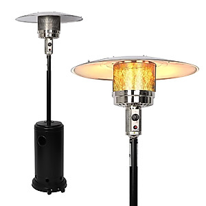 Vilobos Outdoor Patio Heater Propane Standing Gas LP Heater with Wheels 87 Inches Tall for Commercial & Residential Courtyard Outside(Black)