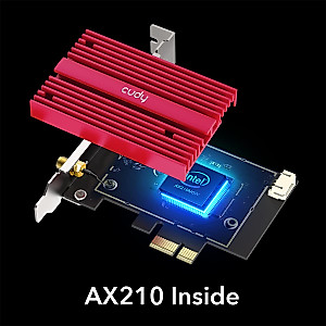 Cudy New AX5400 WiFi 6E PCIe Card, Bluetooth 5.2 PCIe Adapter, AX210 Inside,Tri Band Wireless Adapter, Bluetooth 5.2, Low-Profile Bracket, WPA3, MU-MIMO, OFDMA, Heat Sink, Windows 11, 10, WE4000