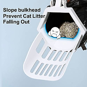 Hooyeatlin 3-in-1 Cat Litter Scoop with Holdor - Small Portable Integrated Cat Litter Scooper with 150 Refill Bags Kitty Litter Scoop Shovel for 1~2 Cats or Kitten (Gray)