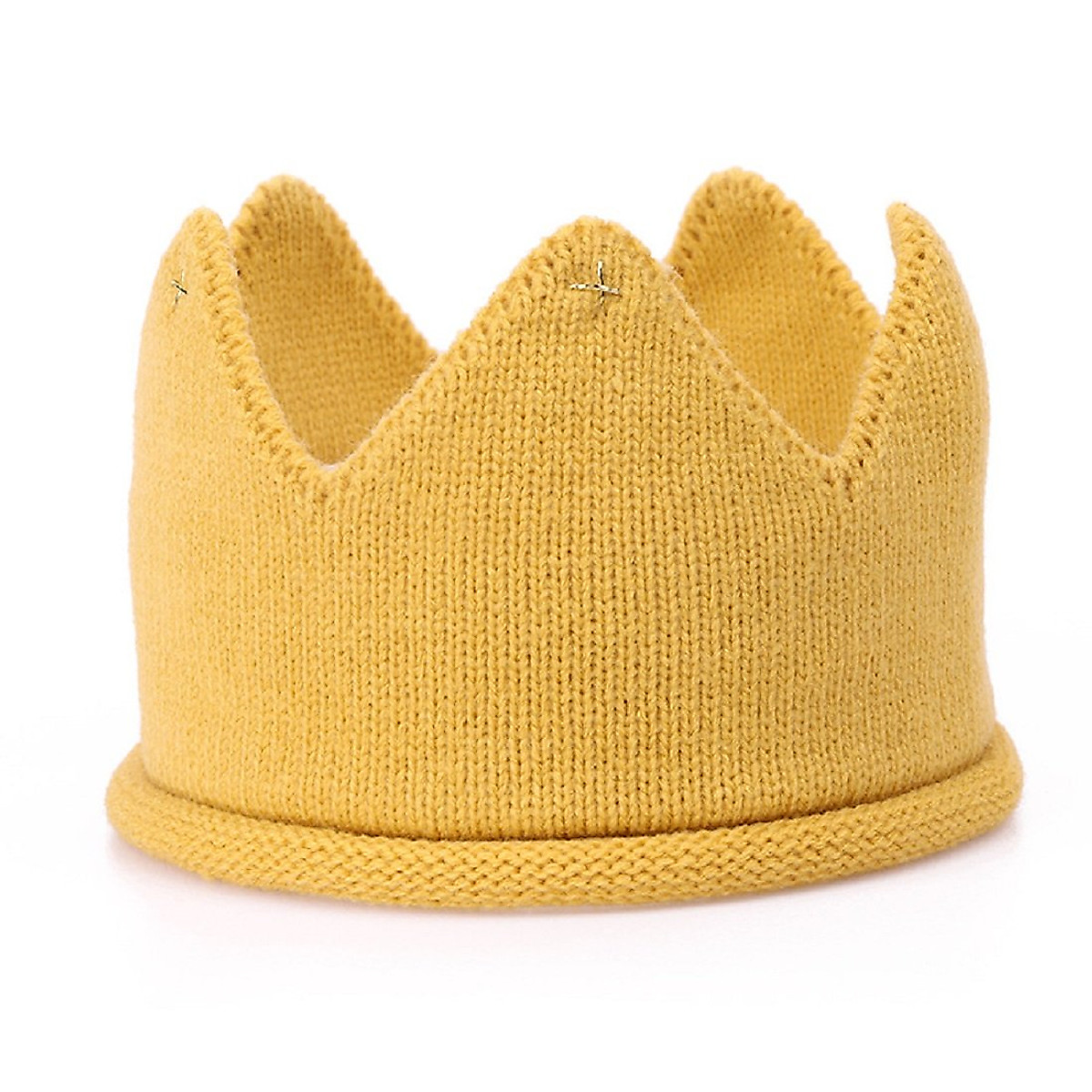 June Bloomy Baby First Birthday Party Knitted Hat 1st Crown Headband Beanie Warm Cap (Yellow)