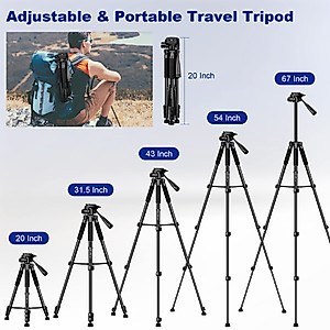 JOILCAN Camera Tripod, Heavy Duty Tripod for Camera, 67" Phone Tripod for Video Recording Photo Vlogging, Aluminum Phone Tripod with Remote & Travel Bag for DSLR Camera Phone Projectors Lasers