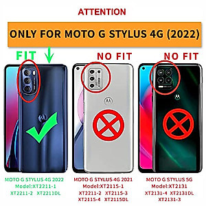 Military Grade Phone Case with Ring Card Holder Belt Clip Fits for Moto G Stylus 2022 6.8" Shockproof Moto G Stylus 2022 Case with Screen Protector Moto G Stylus 4g 2022 with Kickstand (Black)