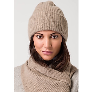 Style Republic Women’s Chunky Knit Beanie, Cashmere Wool, Soft & Stretchy, Warm Hat for Winter (Nougat)