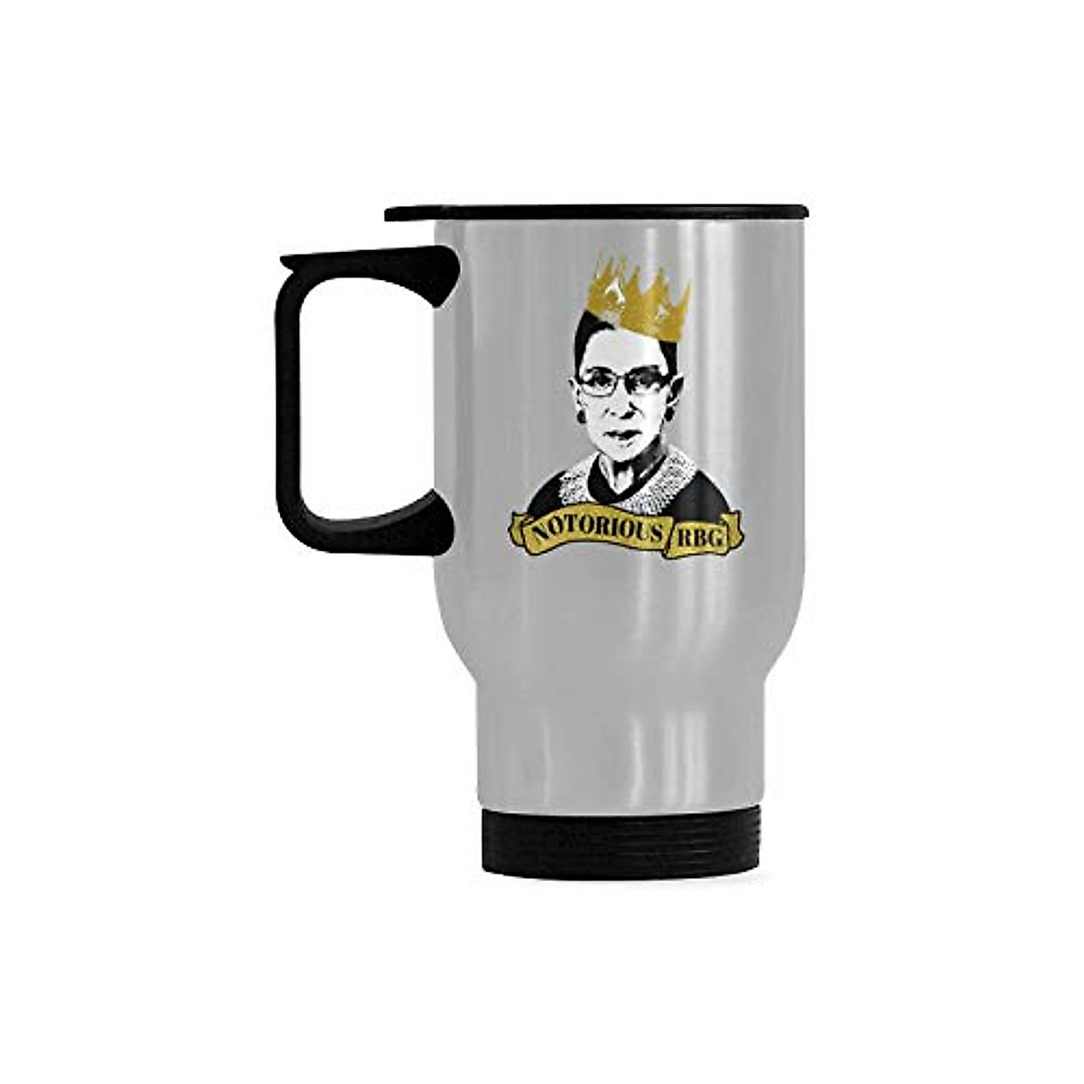 Funny Travel Mug Notorious RBG Stainless Steel Coffee Cup, Funny Gifts for Christmas Birthday Mug, 14 Ounce Travel Tea Cup