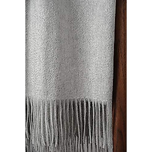 EP Mode 100% Pure Cashmere Throw Blanket for Sofa, Classic Design with Gift Box (Lt. Heather Grey)