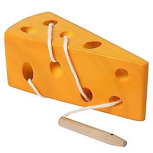 NAODONGLI Wooden Threading Toys for Toddlers,Cheese Lacing Baby Toys Learning Fine Motor Skills,Wood Block Puzzle Sensory Educational Montessori Toys for 1 2 3 Years Old Kids Boys Girls