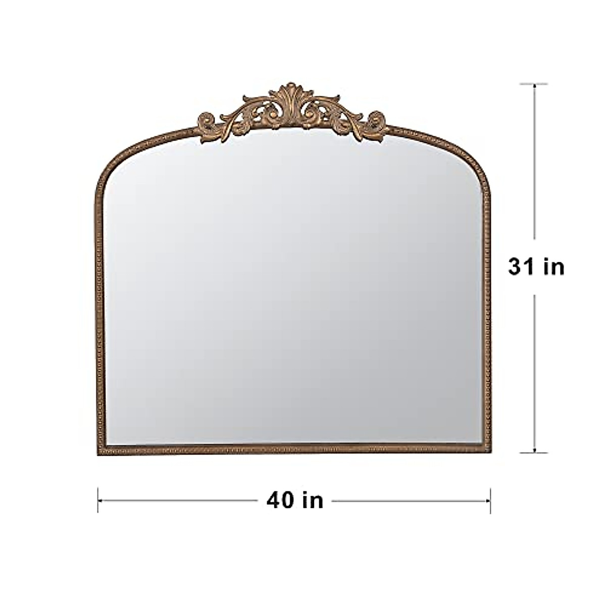 A&B Home Arched Vertical Mirror-Wall Mirror with Gold Metal Frame,40"x31" Large Arch Mirror for Bathroom Bedroom Living Room