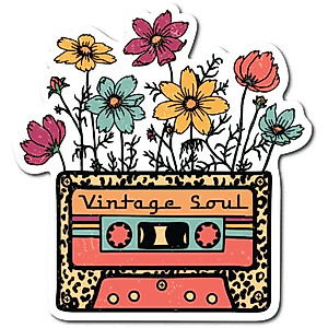 Vintage Cassette Tape 4 Inch Refrigerator Magnet | UV Printed 4-Inch Kitchen Decor Accessory Flower Art Wall Décor Groovy Hippie Peace Flower Retro Floral Music Old School CSM011