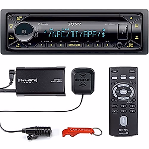 Sony MEX-N5300BT 1-DIN CD Car Stereo & SiriusXM Tuner Bundle. Radio with Bluetooth, AM/FM, Plays FLAC Files, 3 Pre-Amp Outputs, Two Zone Color Illumination. Voice Control for Android, Siri Eyes Free