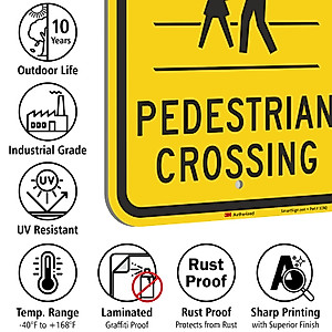 SmartSign "Slow - Pedestrian Crossing" Sign | 12" x 18" 3M Engineer Grade Reflective Aluminum