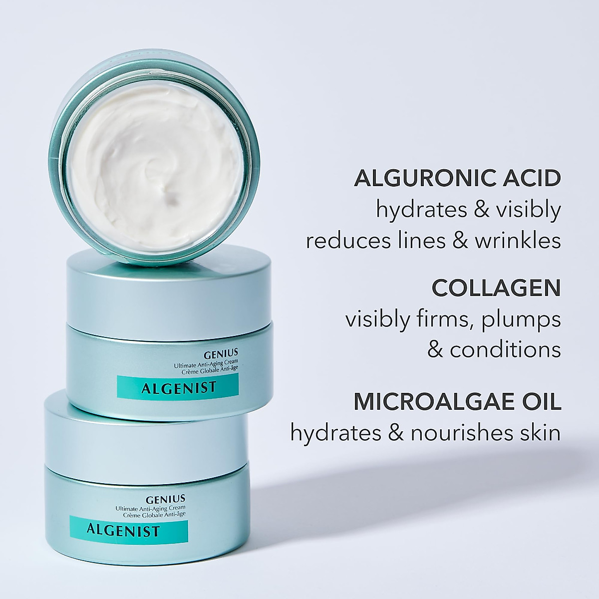 Algenist GENIUS Ultimate Face Cream - Restoring Collagen Cream to Smooth + Help Improve Skin's Radiance - Formulated with Patented Alguronic Acid and Microalgae Oil (2oz)