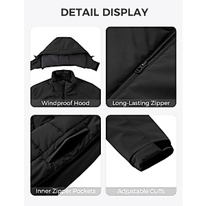 wantdo Men's Winter Ski Jacket Waterproof Snow Jacket Windproof Mountain Raincoat Hooded Navy XL