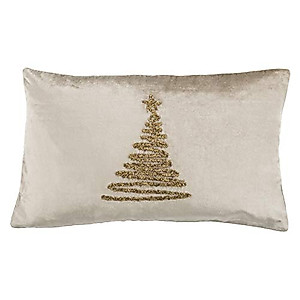 Safavieh Enchanted Evergreen Throw Pillow, 12"x22", Beige/Gold