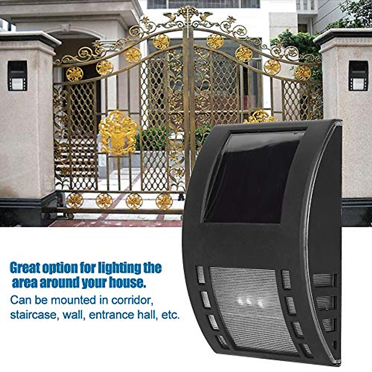 CUTULAMO Solar Wall Lamp, Light-Control Wide Angle Induction LED Solar Light Outdoor Wall Lamp Energy Saving Yard Light for Home Decoration for Garden Yard Outdoor