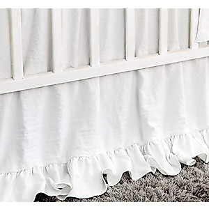 Crib Ruffle Skirt Baby Girl Boys Nursery Bedding Dust Ruffle (White)