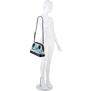 Anne Klein Signature Triple Dome Satchel, Aqua/Black mm