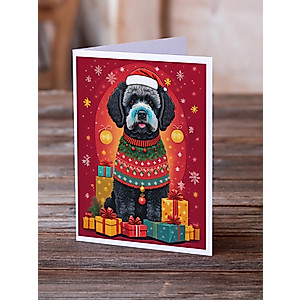 Caroline's Treasures DAC3145GCA7P Portuguese Water Dog Holiday Christmas Greeting Cards Pack of 8 Blank Cards with Envelopes Whimsical A7 Size 5x7 Blank Note Cards
