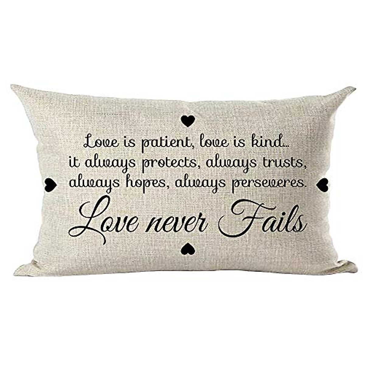 Ramirar Set of 2 Love is Patient Kind It Always Protects Trusts Hopes Perseveres Decorative Lumbar Throw Pillow Cover Case Home Living Room Bed Sofa Car Cotton Linen Rectangular 12 x 20 Inches
