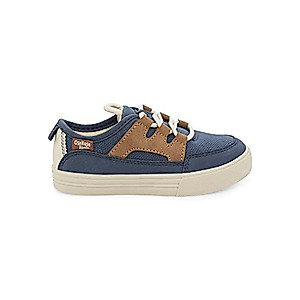 OshKosh B'Gosh Boy's Forketa Sneaker, Navy/Tan, 12 Little Kid